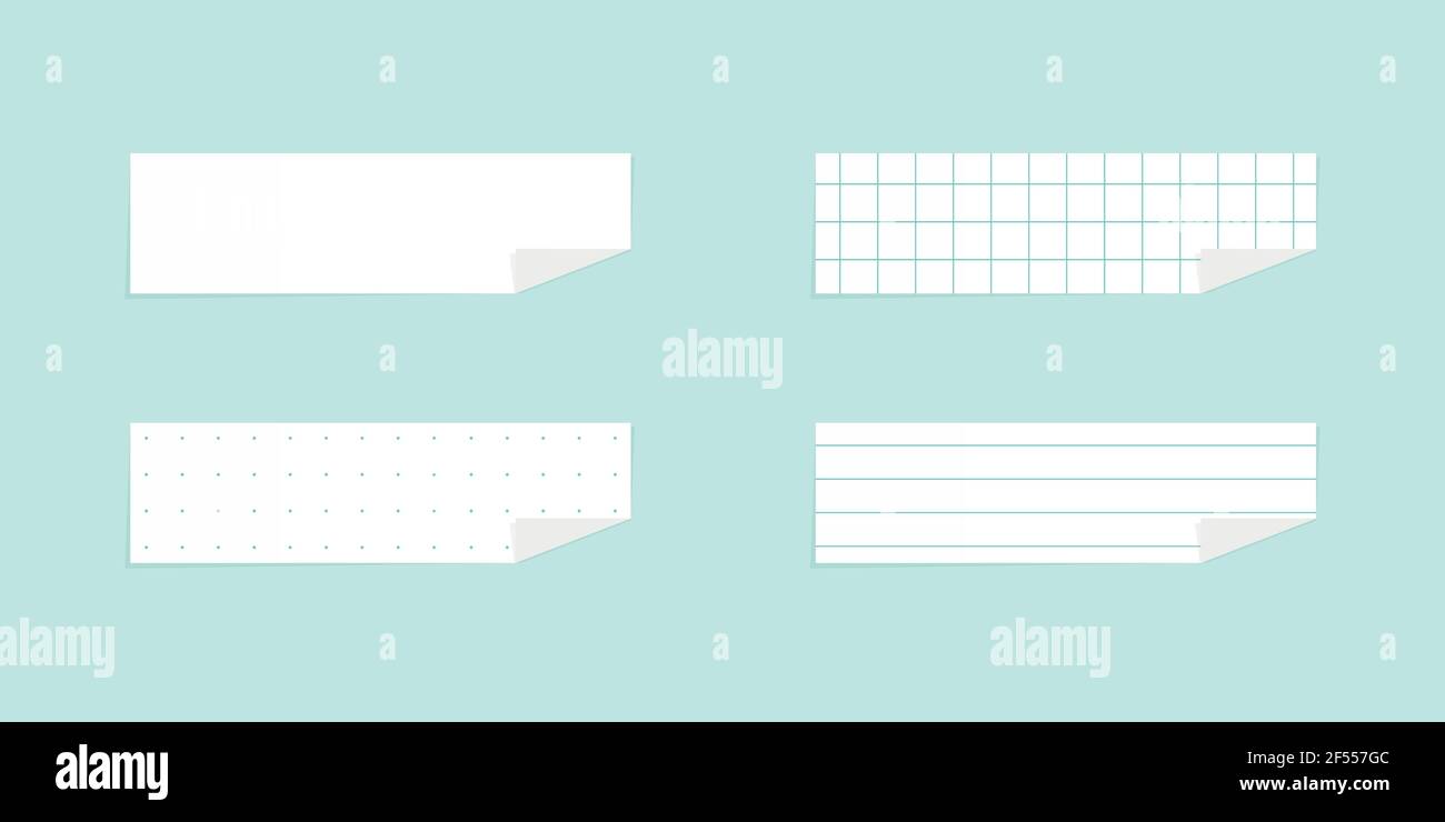 Set: mini sticky notes. Dotted, squared, ruled. Vector illustration ...