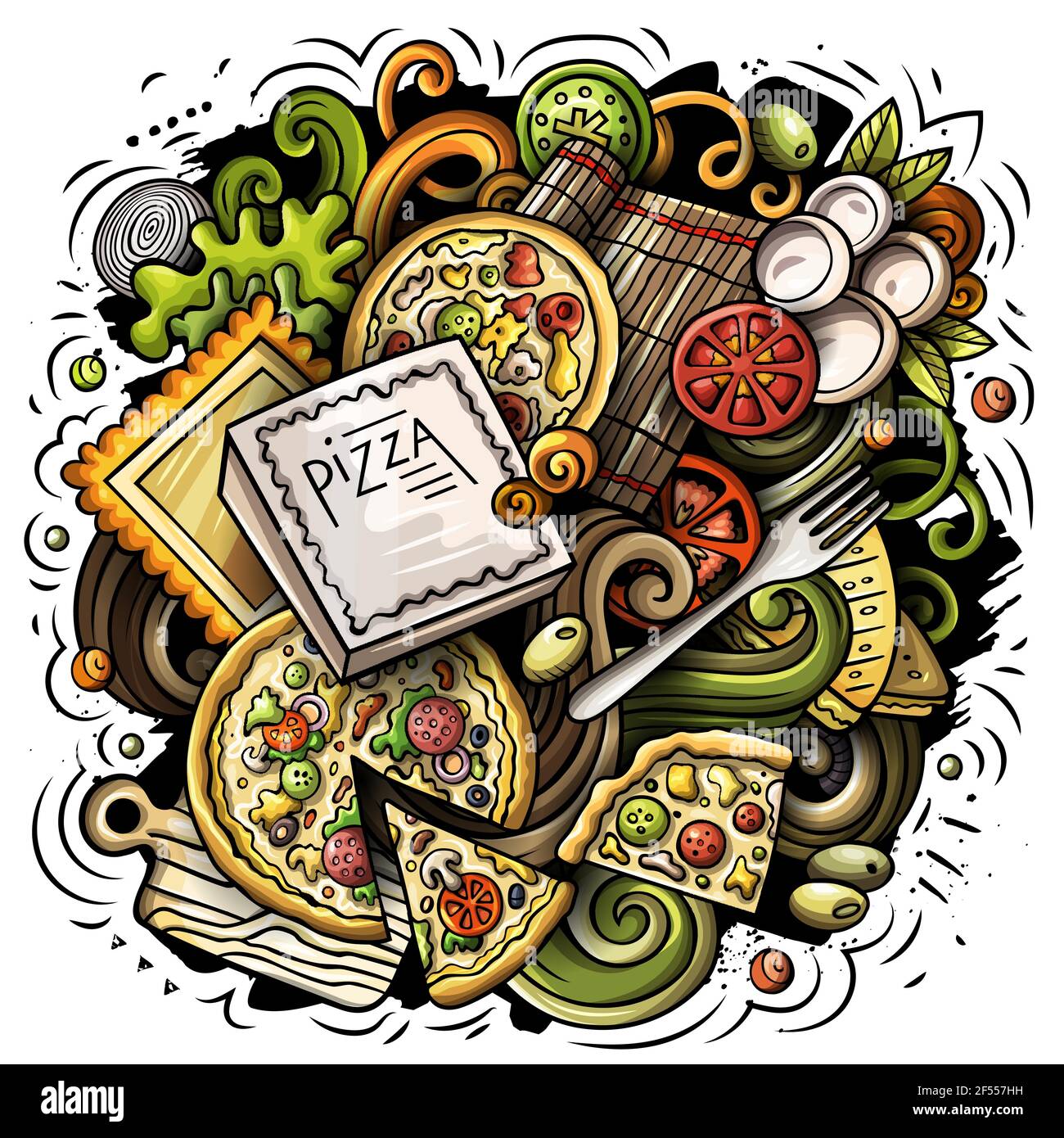 Pizza cartoon doodle illustration. Funny design Stock Vector Image ...