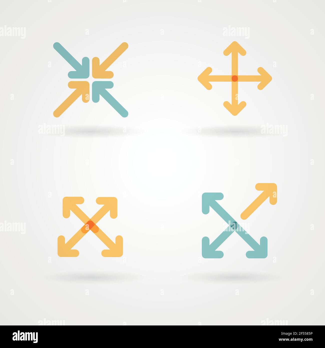 Set: arrow icons. Blue and yellow. Vector illustration, flat design ...