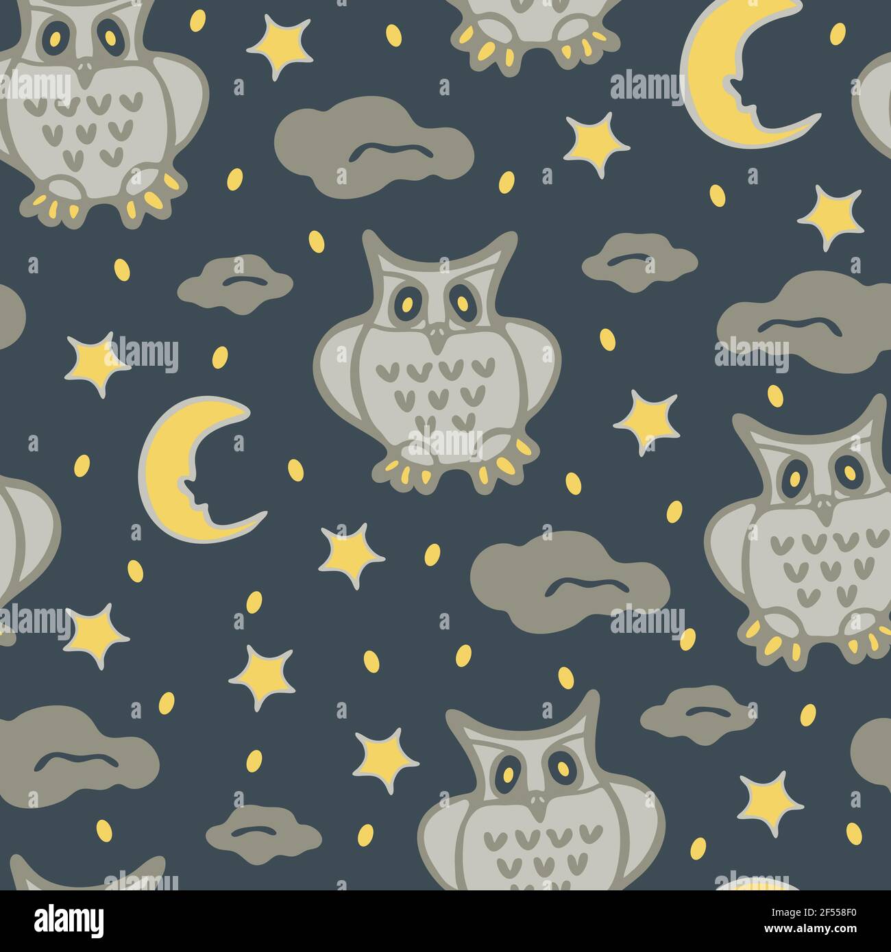 Wallpaper Cartoon Owl Pattern