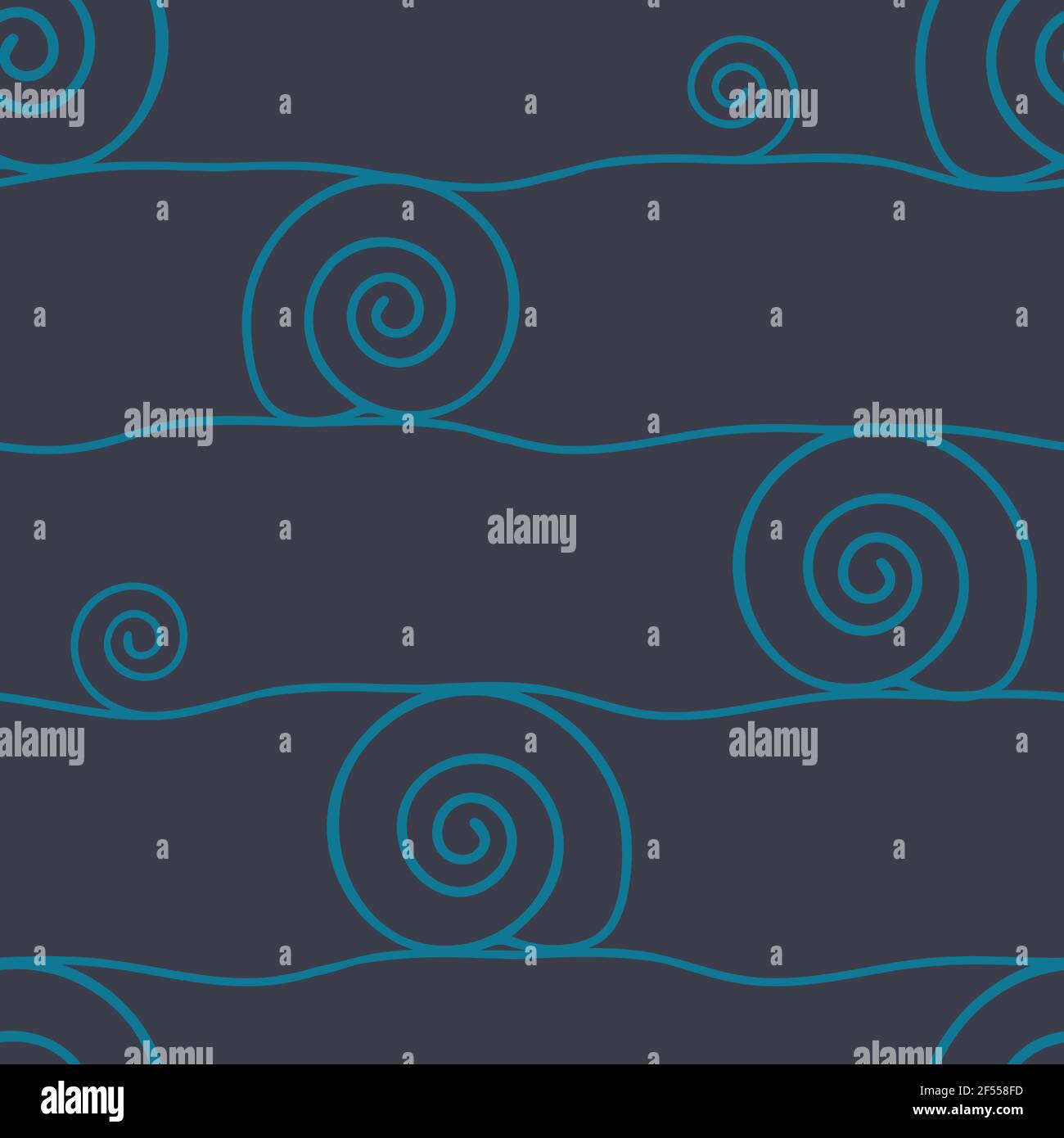 Seamless vector pattern with spiral line on blue background. Simple ...