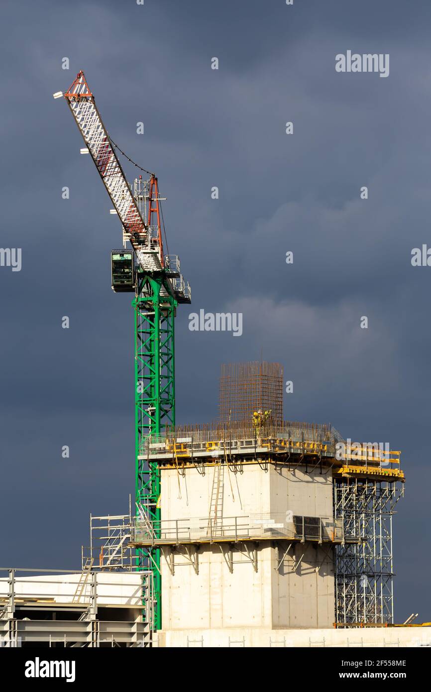 Construction work at height during the construction of a reinforced ...