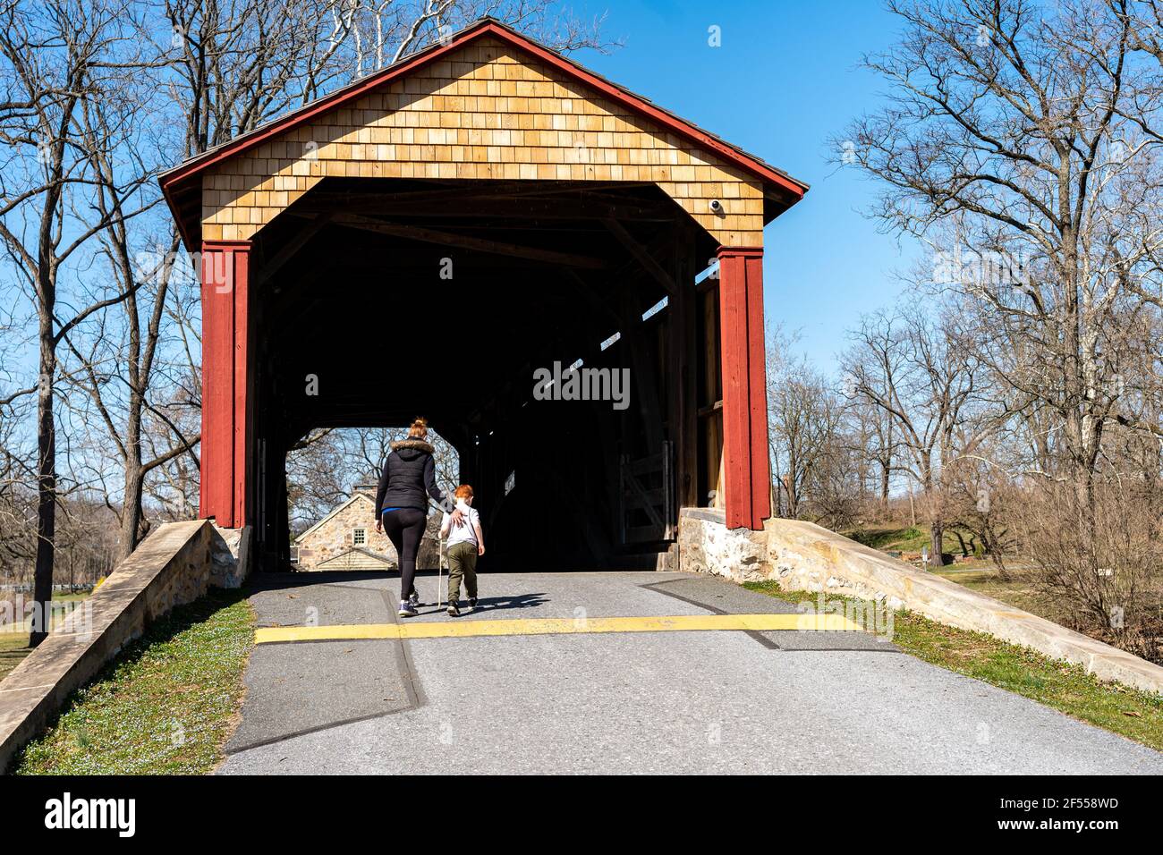 Narvon, PA, USA - March 22, 2021: The red Caernarvon Covered Bridge ...