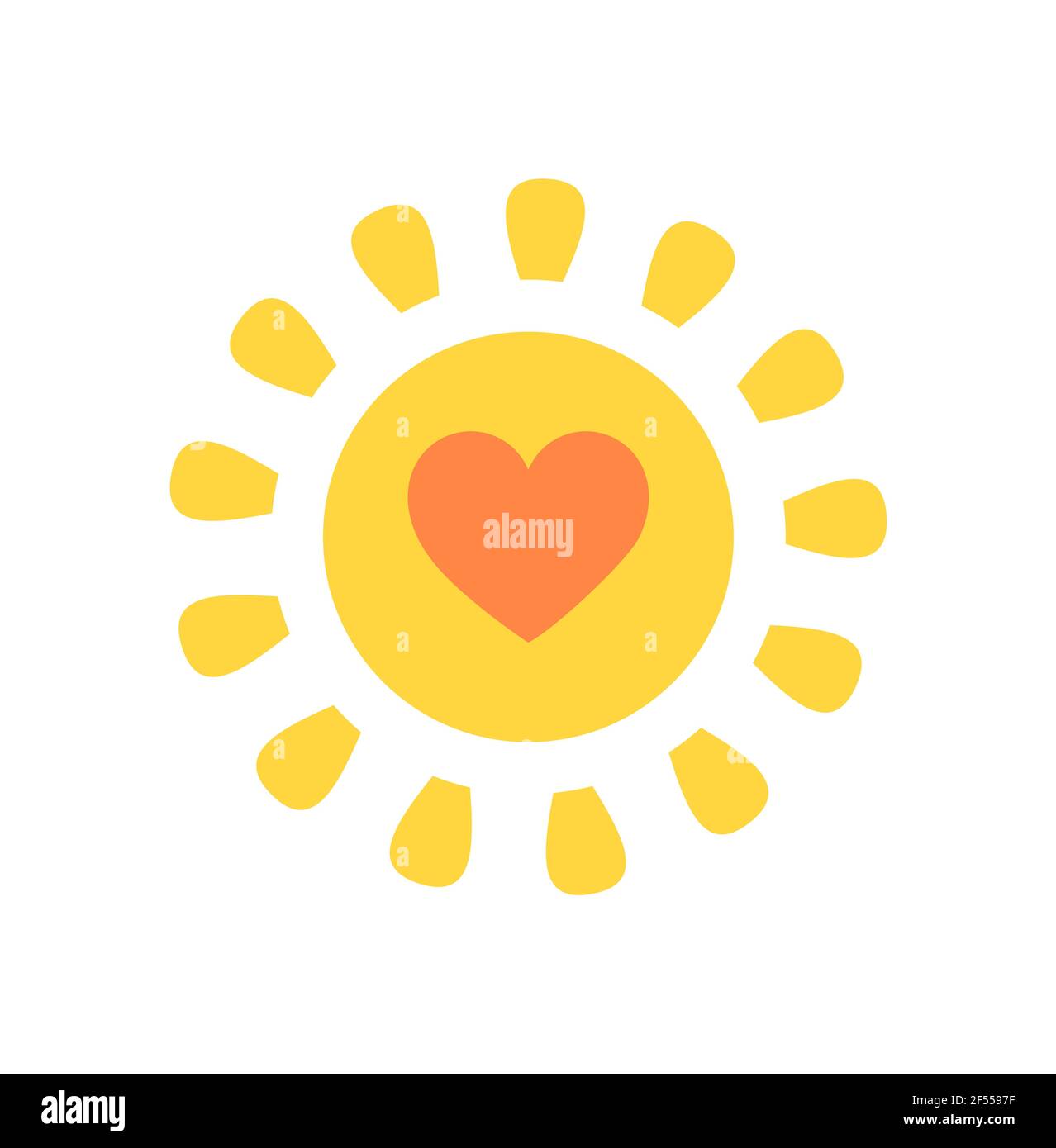Cute sun with heart inside. Vector illustration Stock Vector Image ...