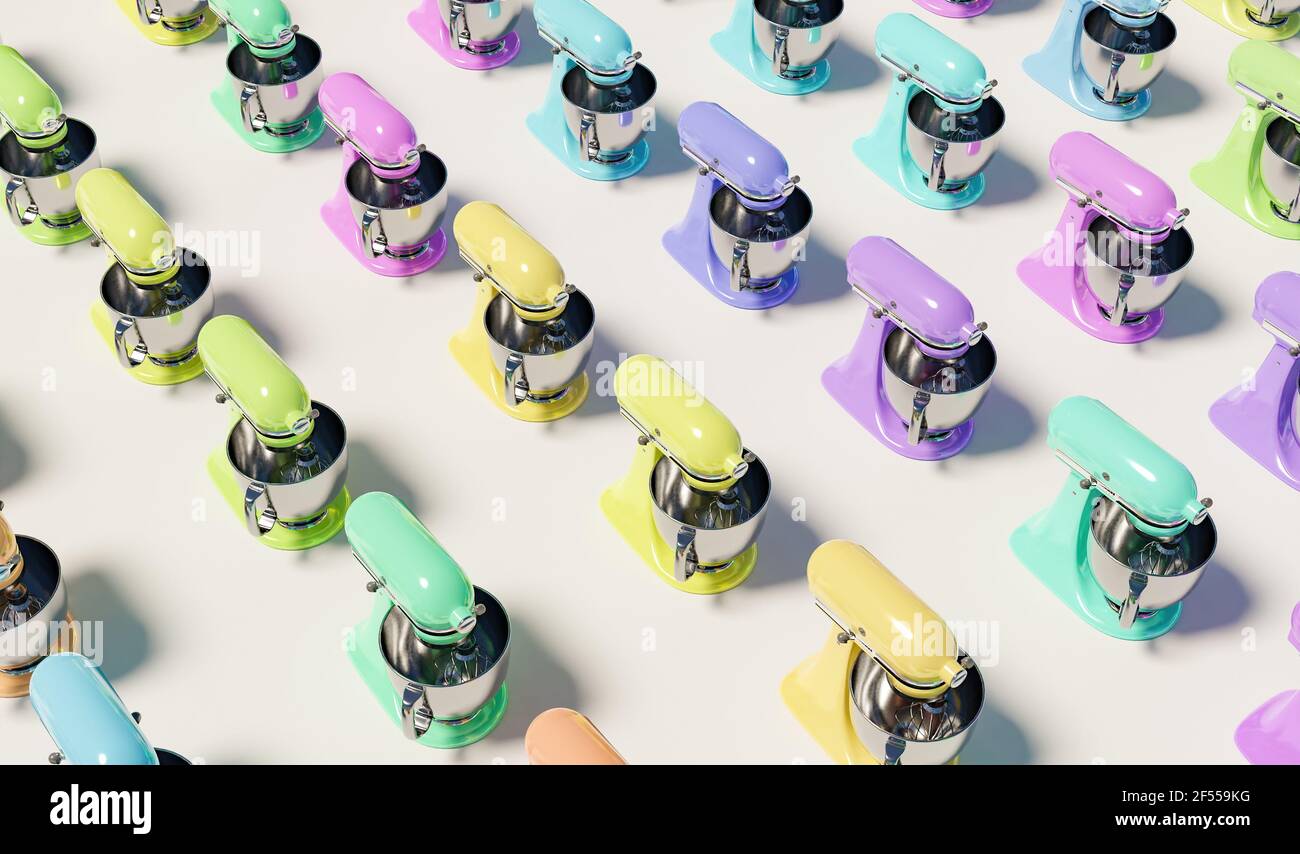 pattern of kitchen mixers with different colors Stock Photo - Alamy