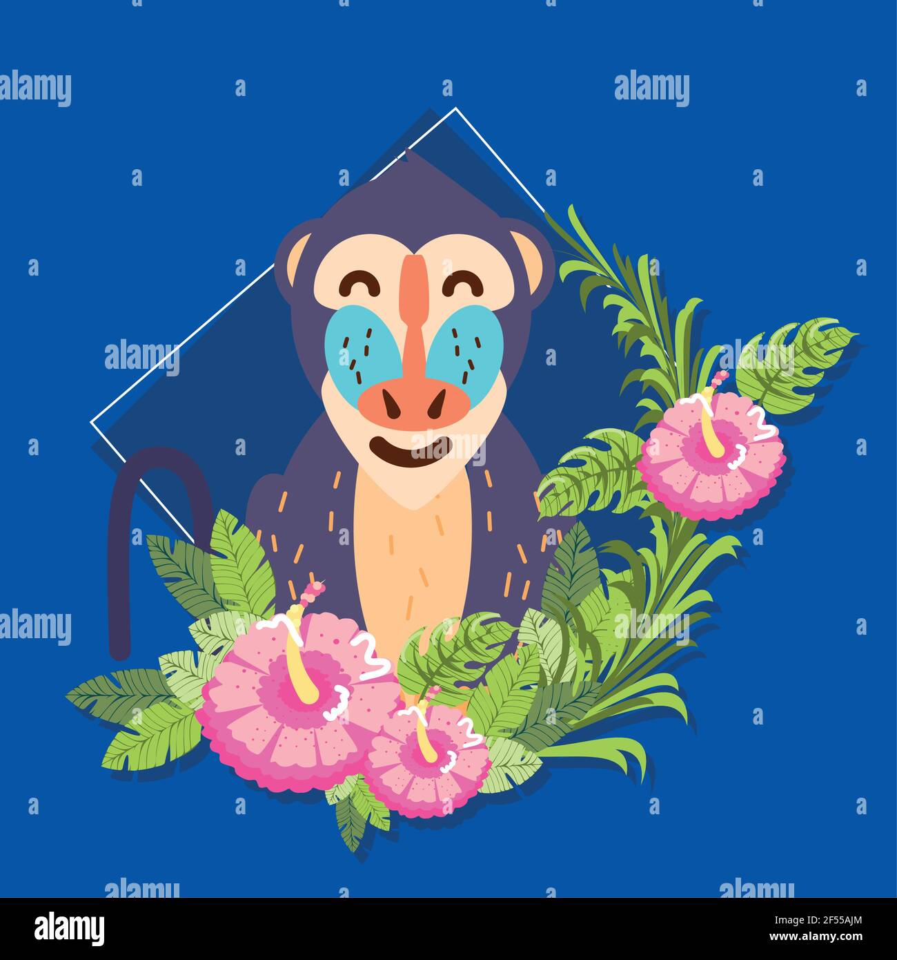 cartoon baboon flowers Stock Vector Image & Art - Alamy