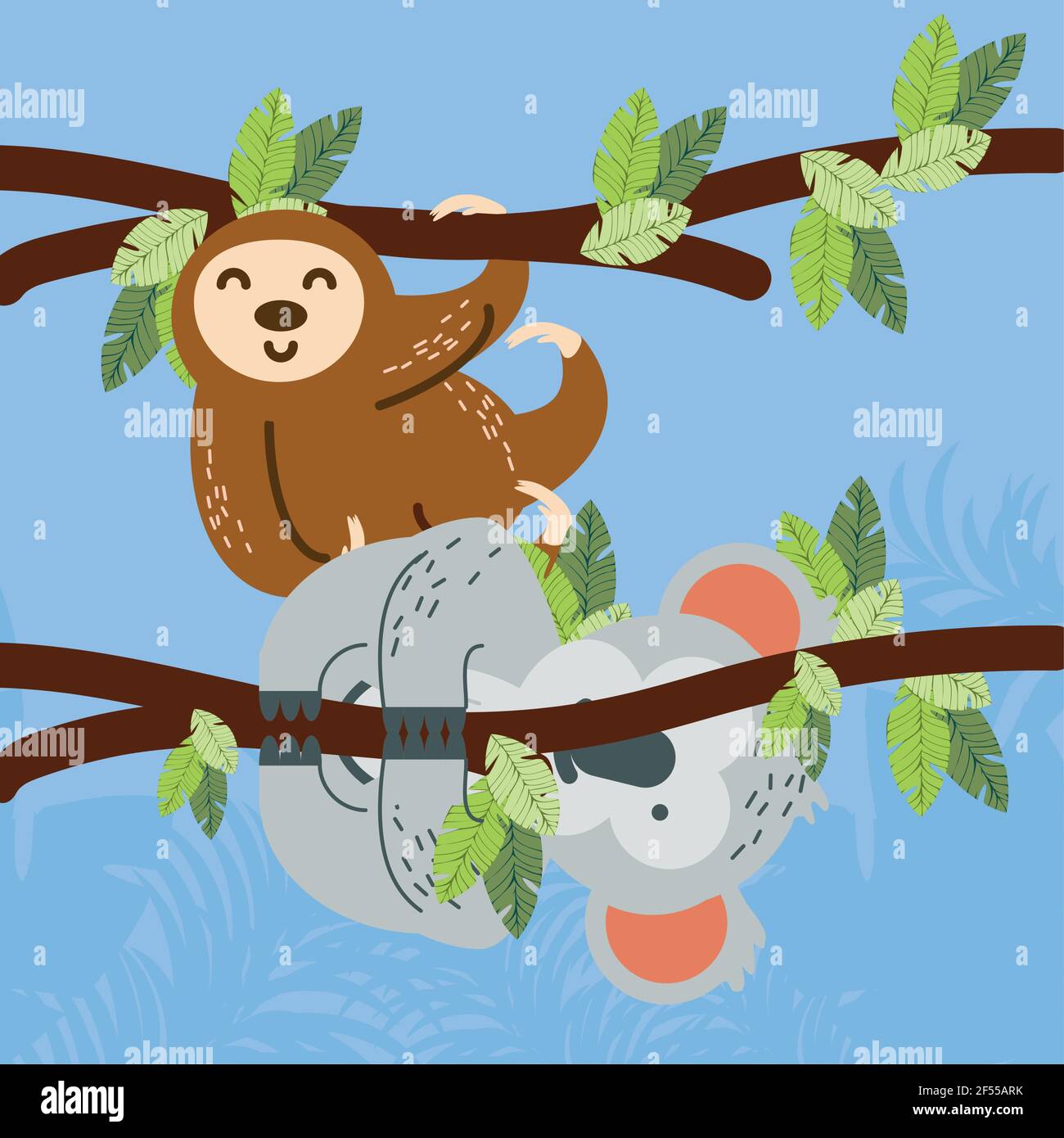 koala sloth foliage Stock Vector Image & Art - Alamy