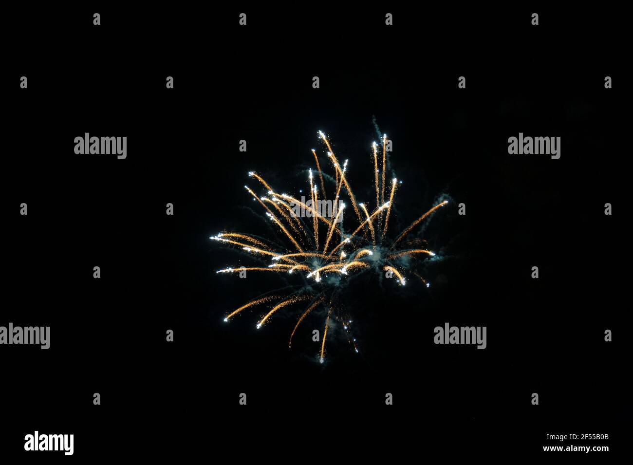 Simple firework display against the night sky, explosive pyrotechnic ...
