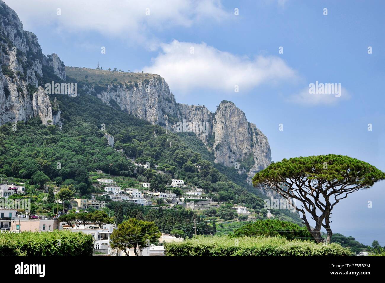 Amazing views towards hills and villages in Capri island, Gulf of ...