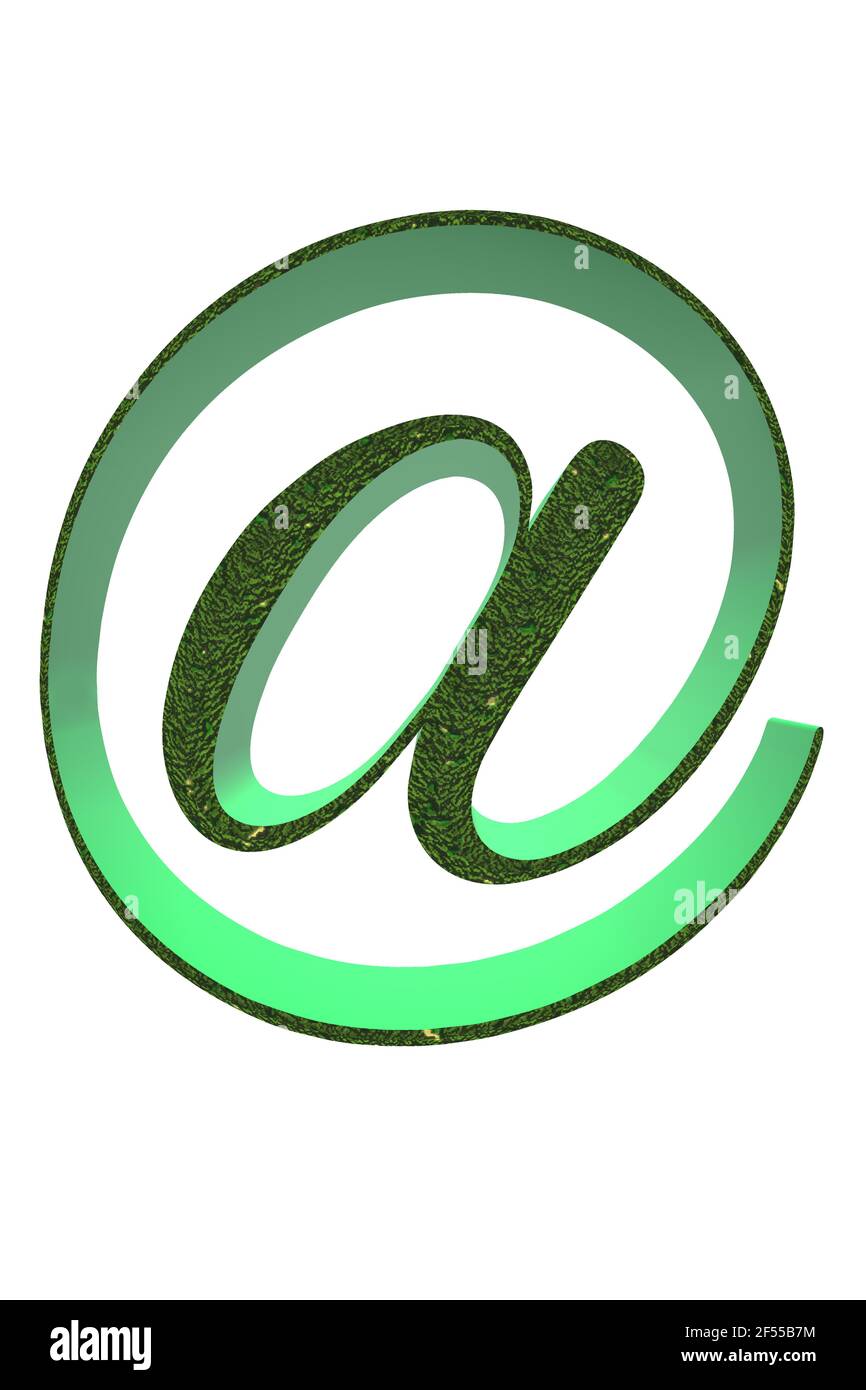 Illustration of a green e-mail sign against white background in 3D ...