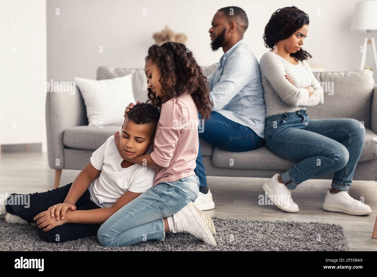 Woman unhappy parents background hi-res stock photography and images ...