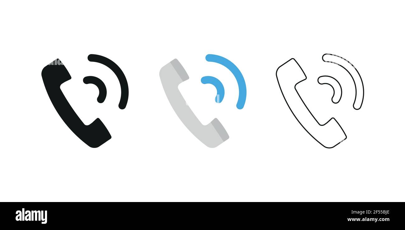 Retro telephone receiver. Three different styles: black, color and ...