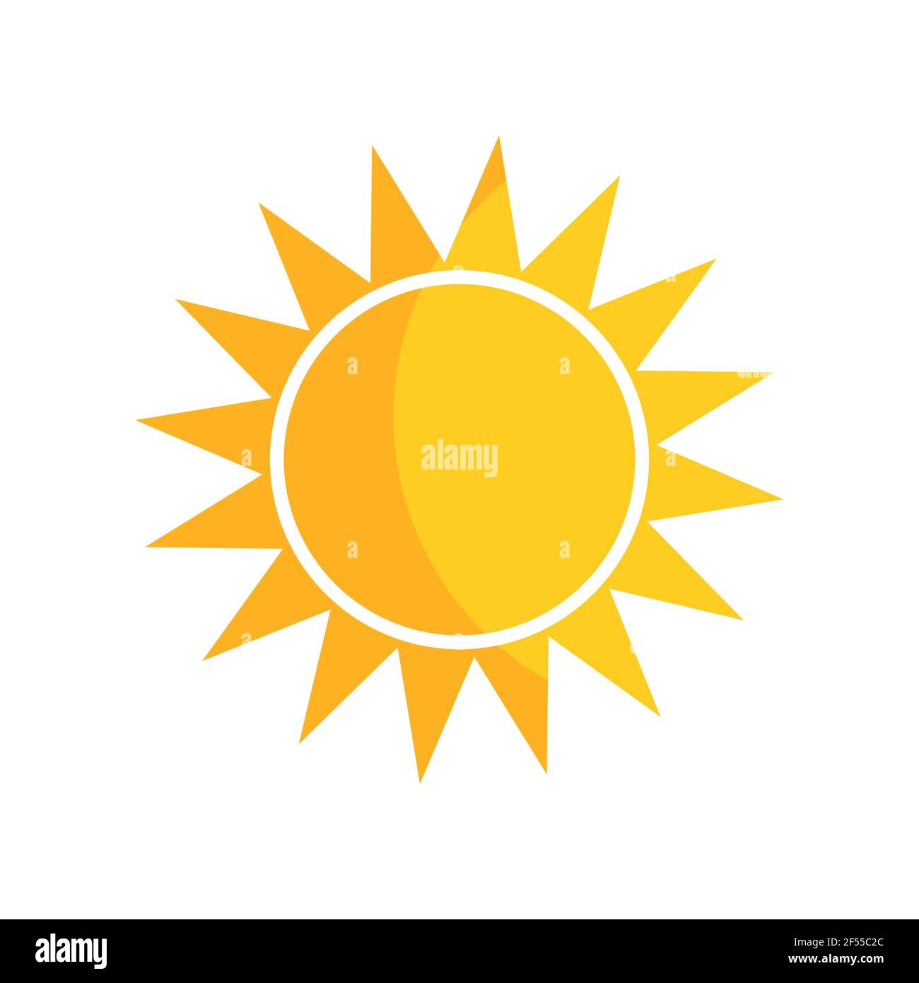 Flat design simple sun icon with shadow. Vector illustration Stock ...
