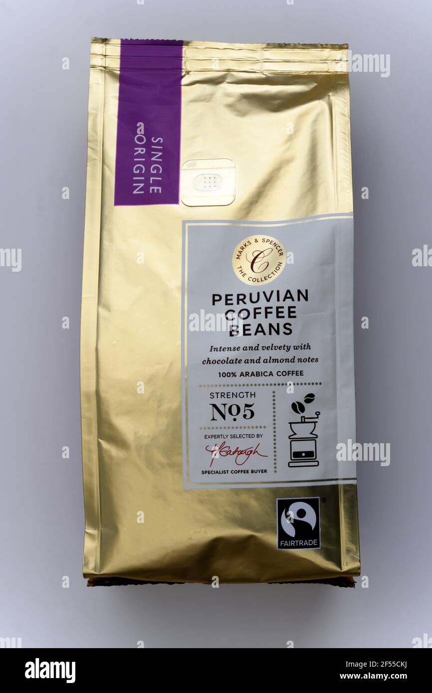 M&S Peruvian coffee beans Stock Photo - Alamy