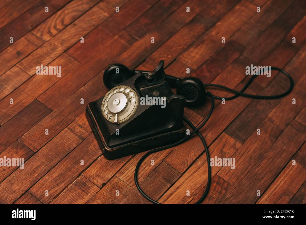 old telephone technology retro style classic top view Stock Photo - Alamy