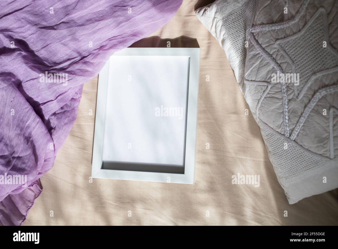 white portrait frame mockups, Scandinavian interior neutral color ...