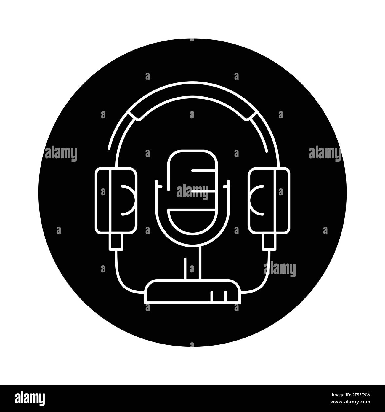 Microphone and headphones color line icon. Podcasting. Sign for web ...
