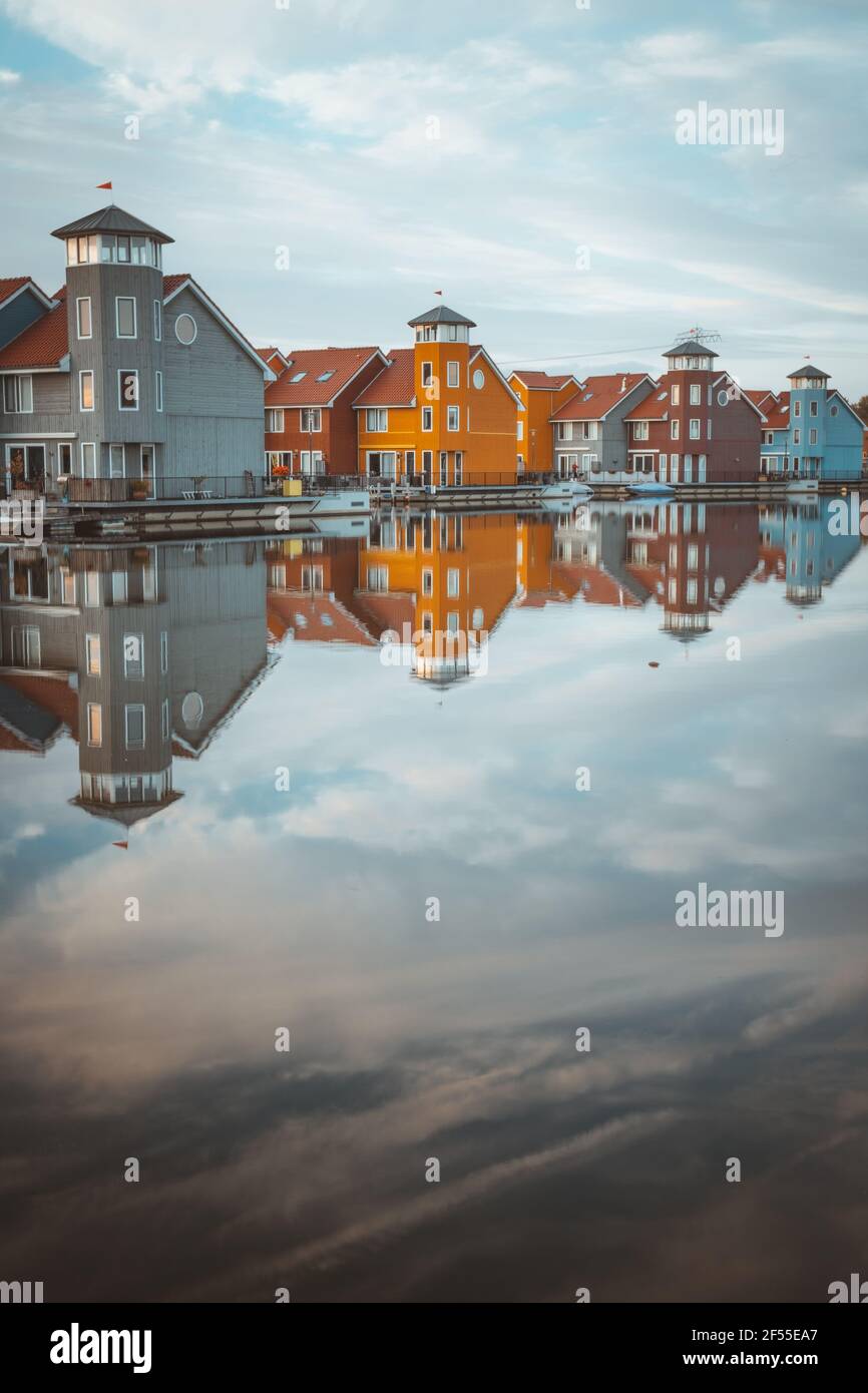 Colourful houses reitdiephaven groningen netherlands hi-res stock ...
