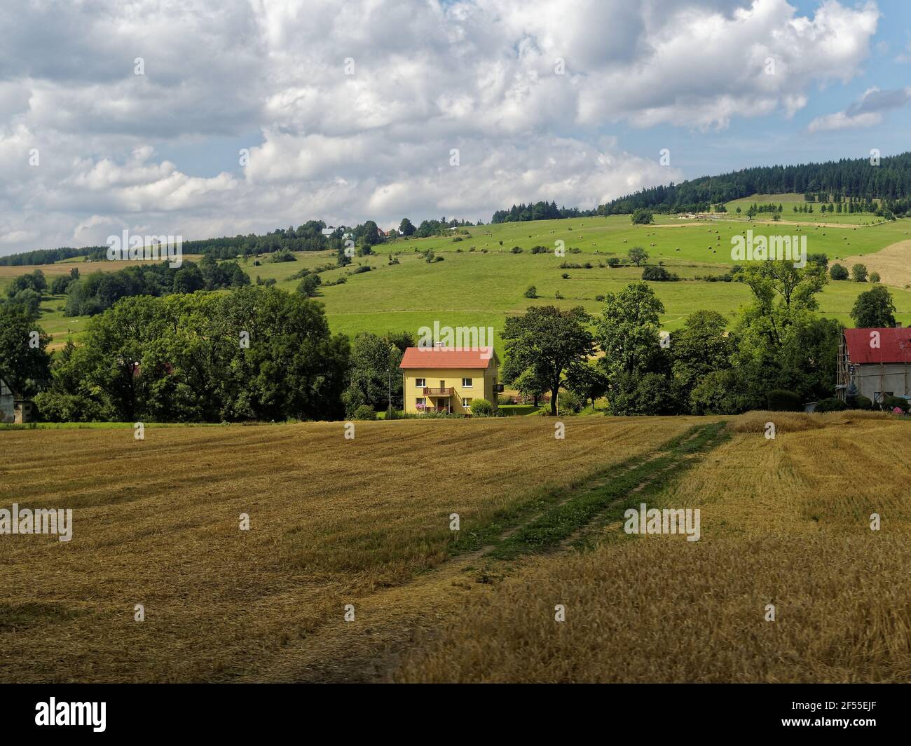 Poland mountains area. Village houses in a wonderful green nature ...