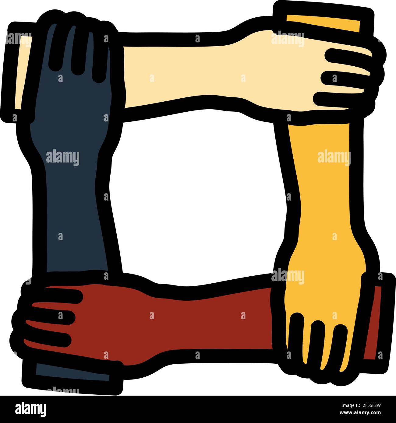 Icon Of Crossed Hands. Editable Bold Outline With Color Fill Design ...