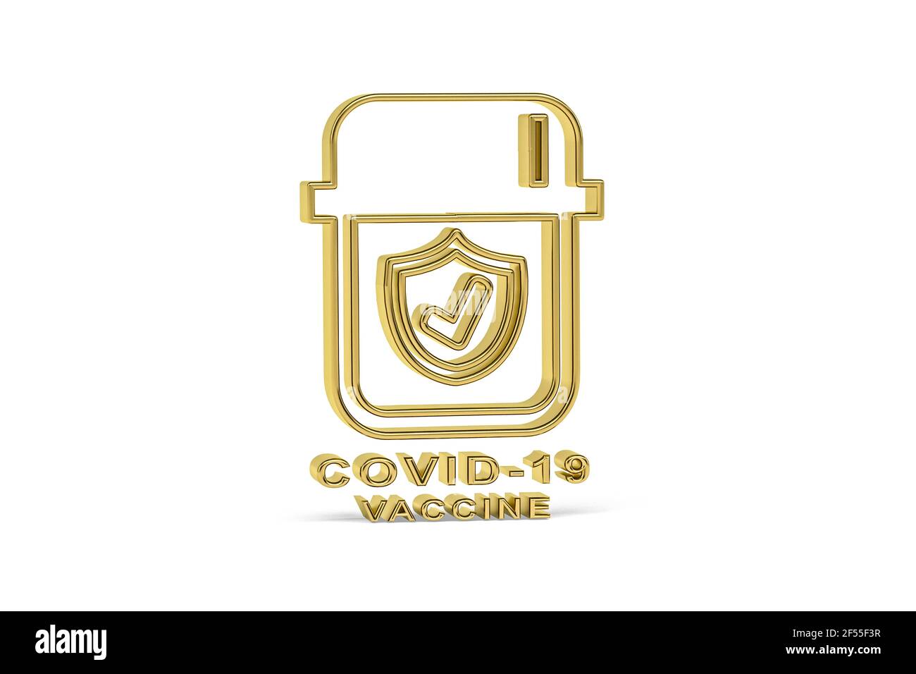 Golden 3d covid vaccination icon on white background - Coronavirus ...