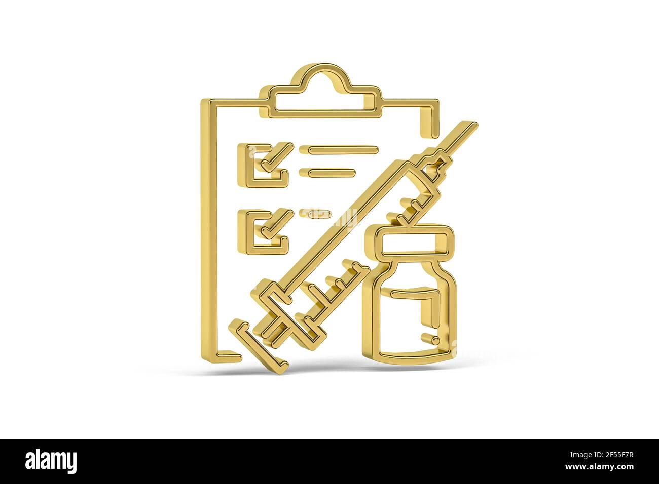 Golden 3d covid vaccination icon on white background - Coronavirus ...