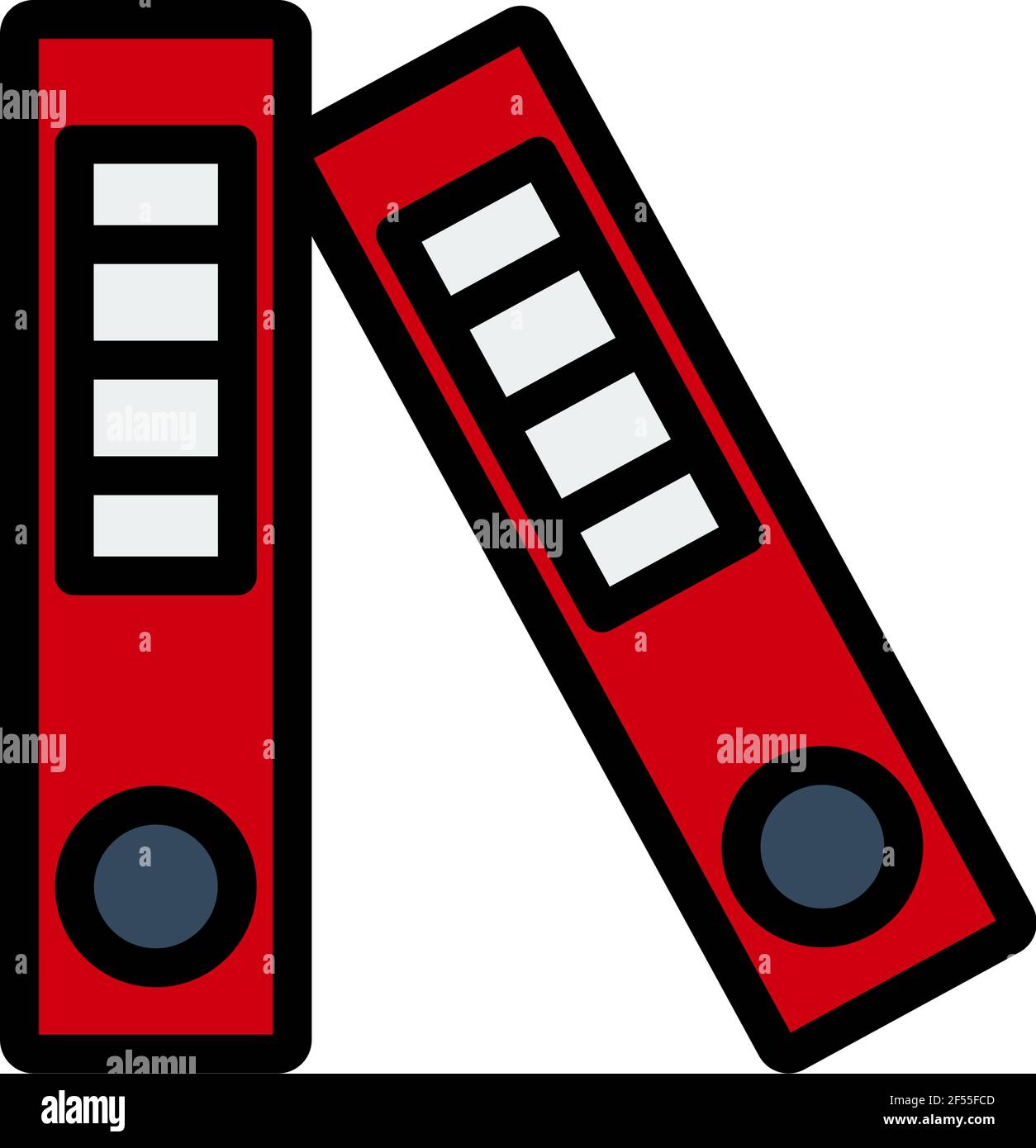 Icon Of Folders With Clip. Editable Bold Outline With Color Fill Design ...