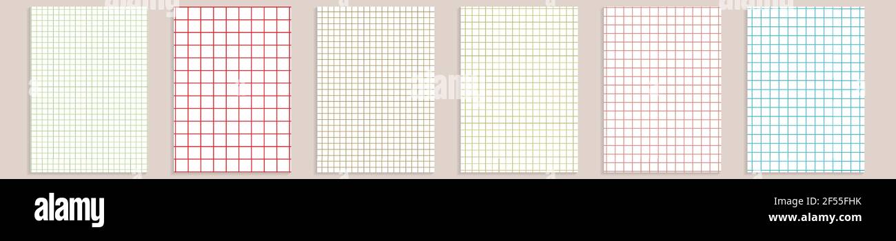 Grid paper set. Abstract squared background with color graph. Geometric ...