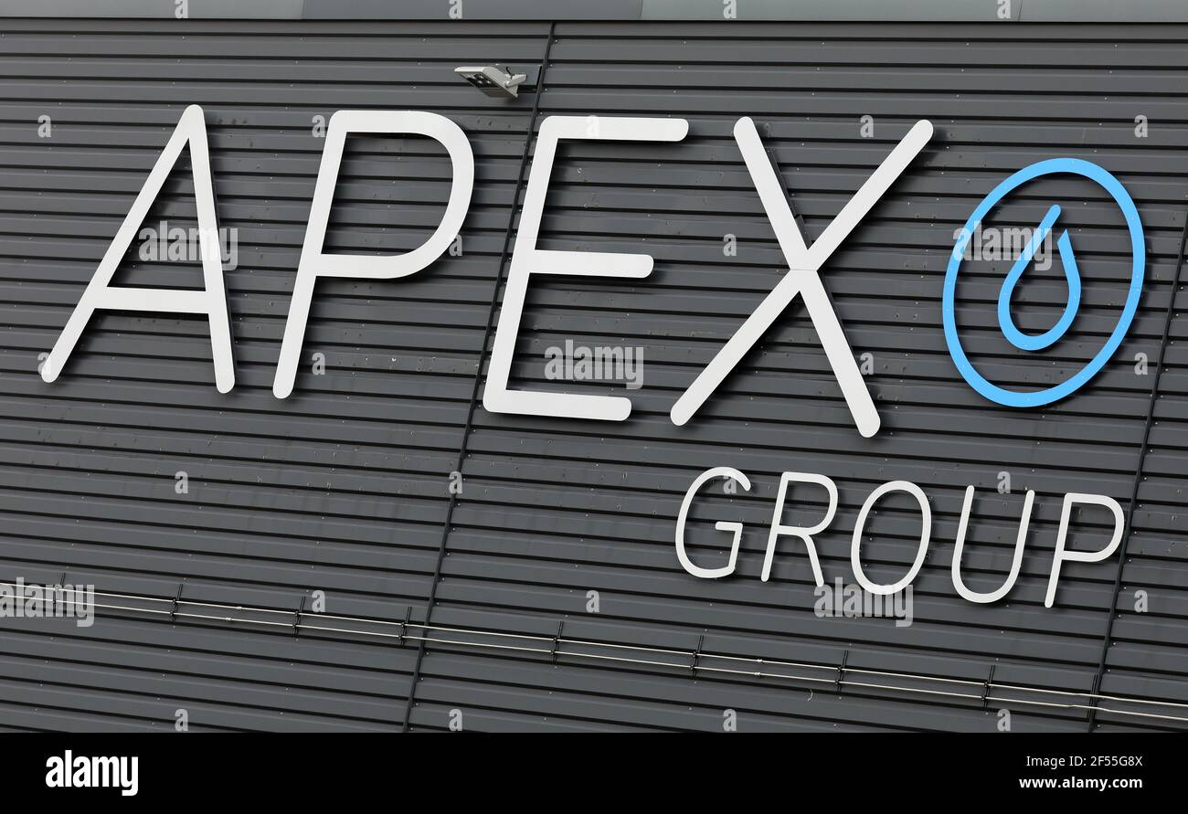Laage, Germany. 24th Mar, 2021. The logo of APEX Energy Teterow. The ...