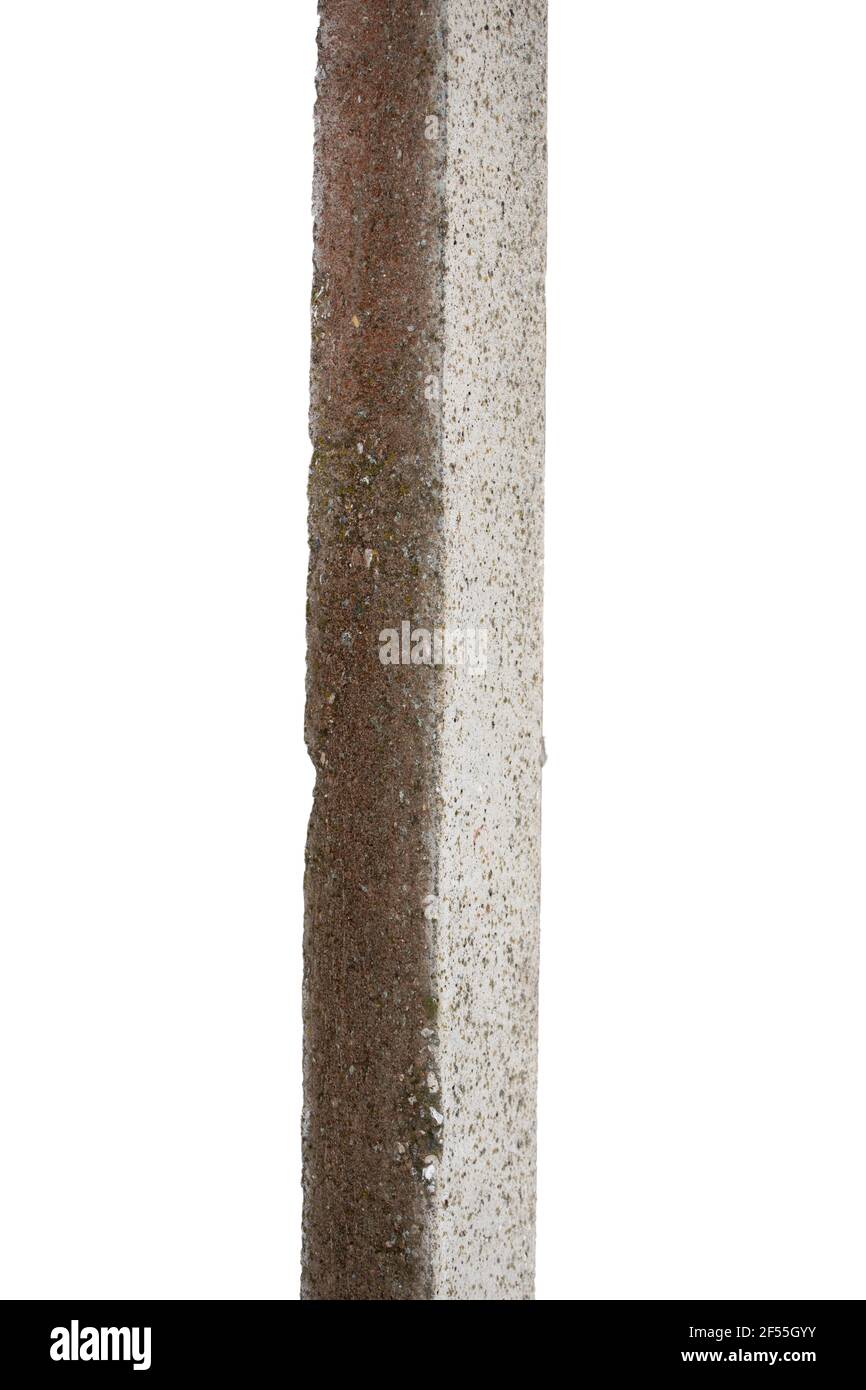 old gray concrete pillar isolated on a white background. High quality ...