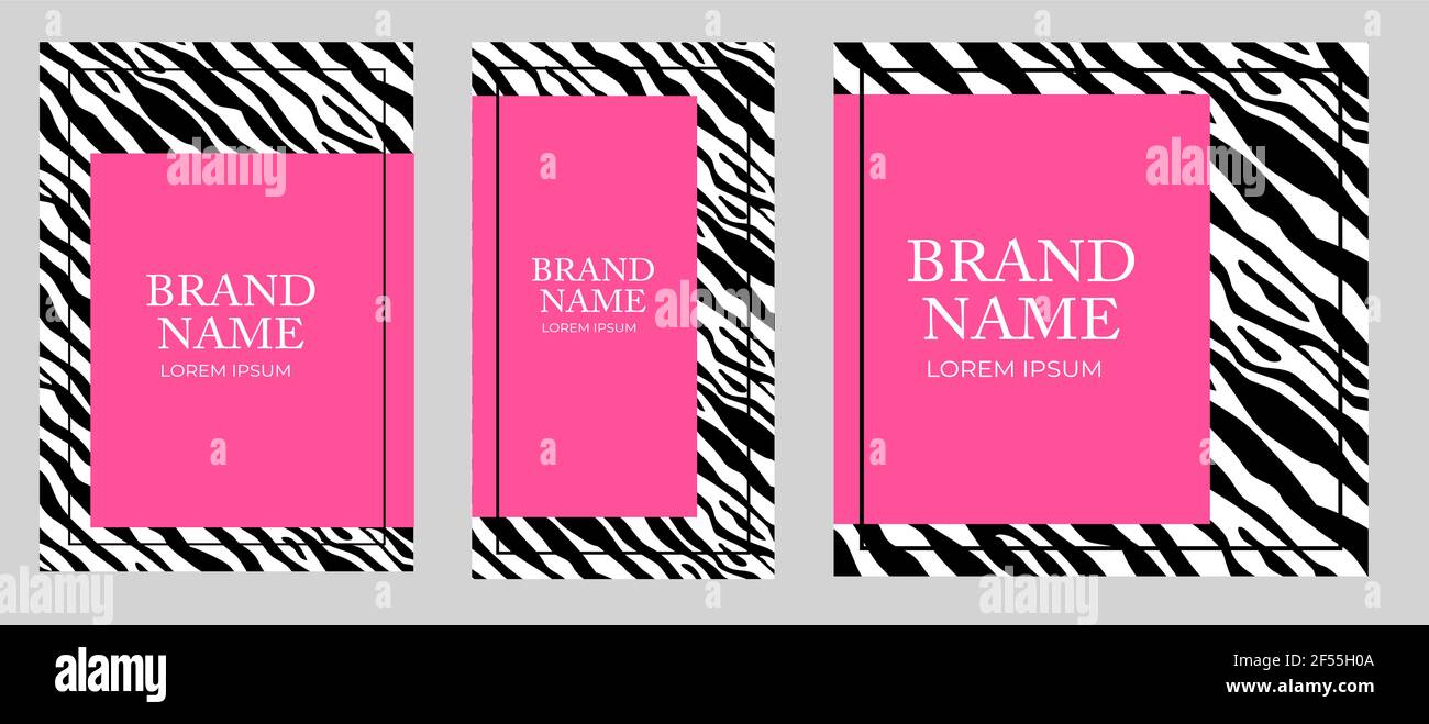 Fashionable Luxury Zebra pattern poster design collection set, animal ...