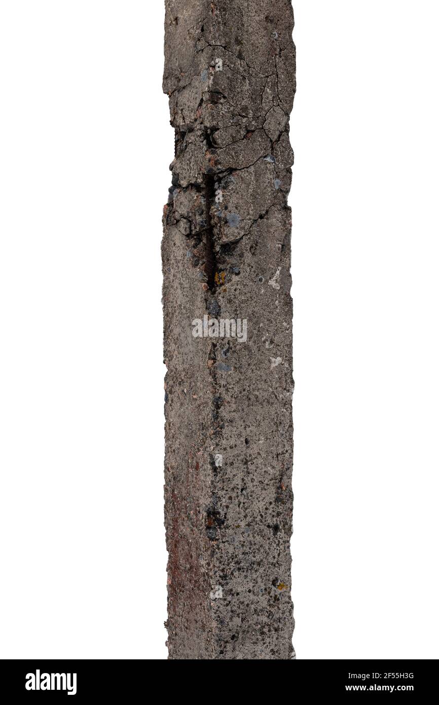 damaged concrete pillar isolated on a white background. High quality ...