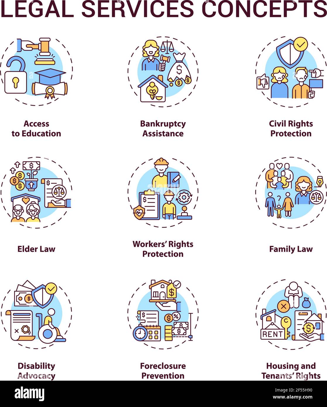 Legal services concept icons set Stock Vector Image & Art - Alamy