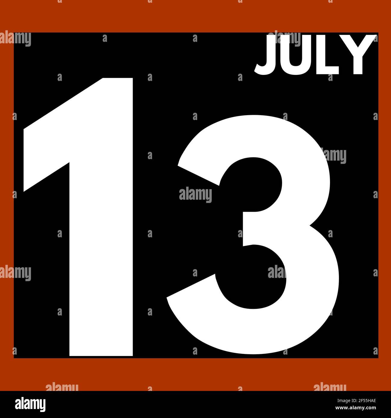 July 13 . Modern daily calendar icon .date ,day, month .calendar for ...