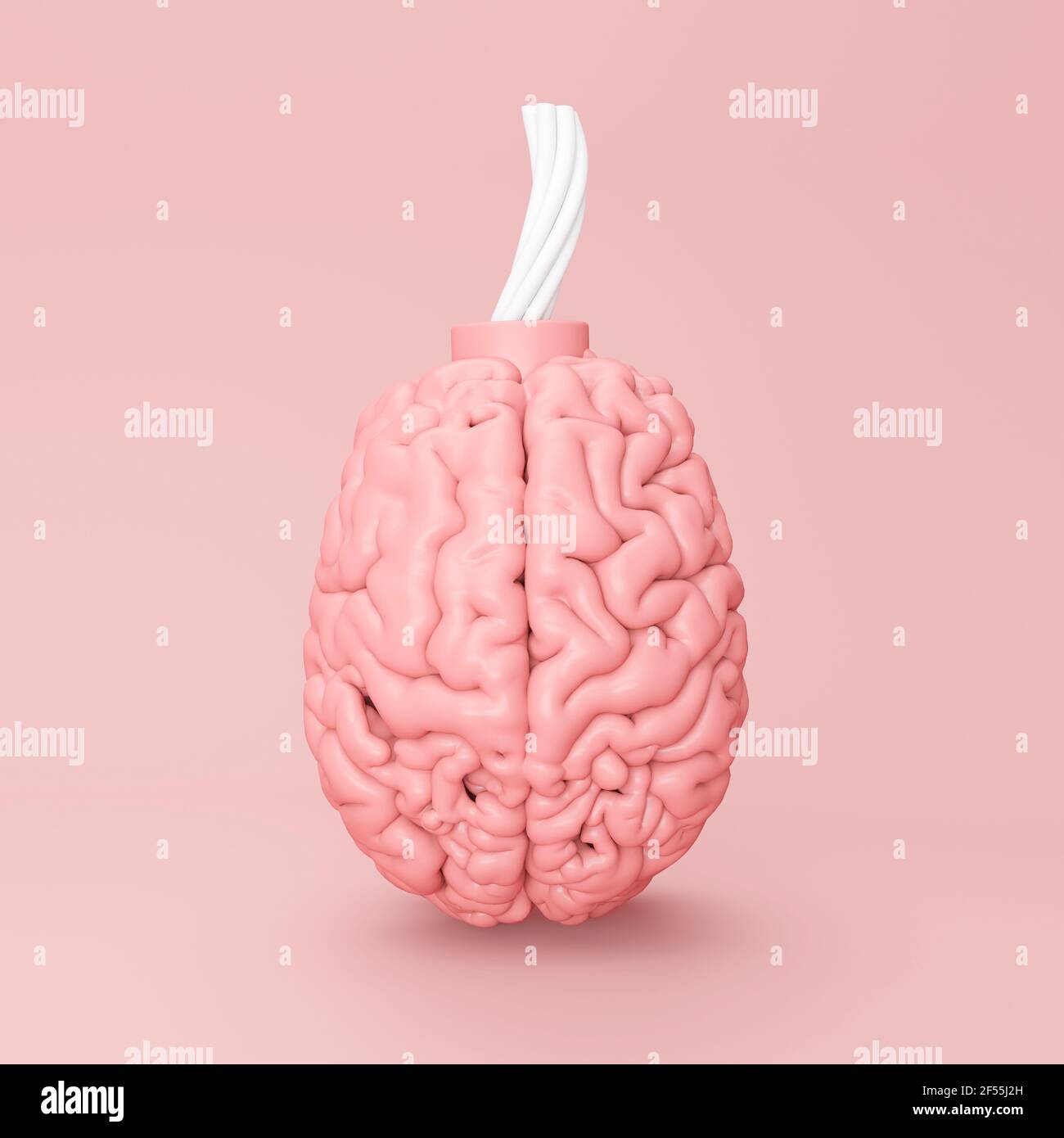 Three dimensional render of human brain floating amid various bubbles ...