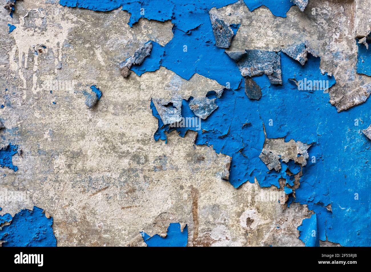 Old blue grunge wall in an uninhabited building or factory Stock Photo ...
