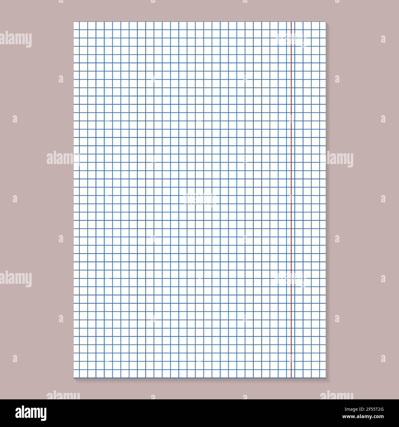 Grid paper. Realistic blank lined paper sheet in A4 format. Squared ...