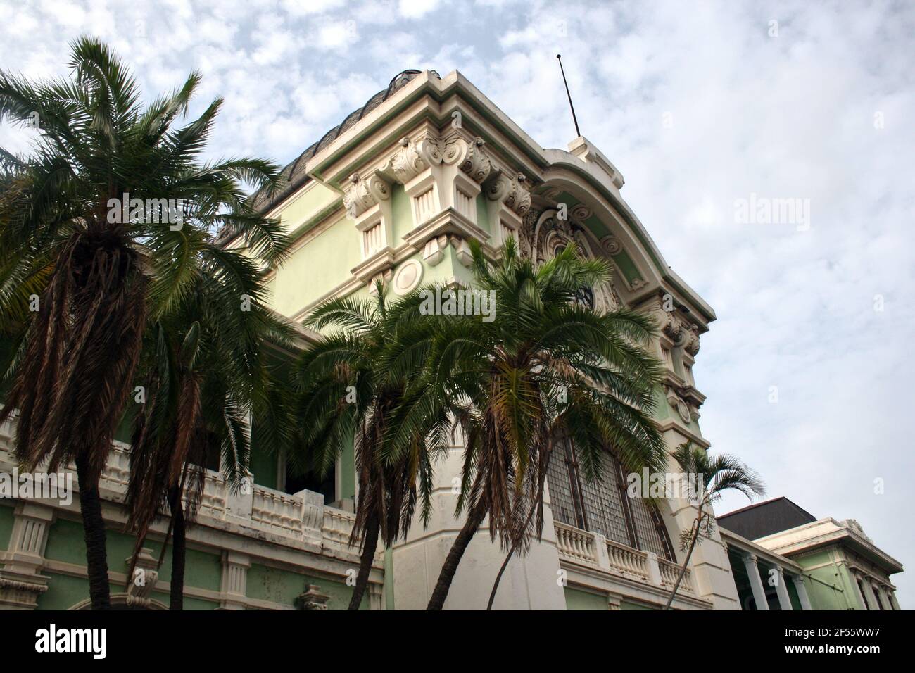 Central tower of the facade of the Maputo central train station Stock ...