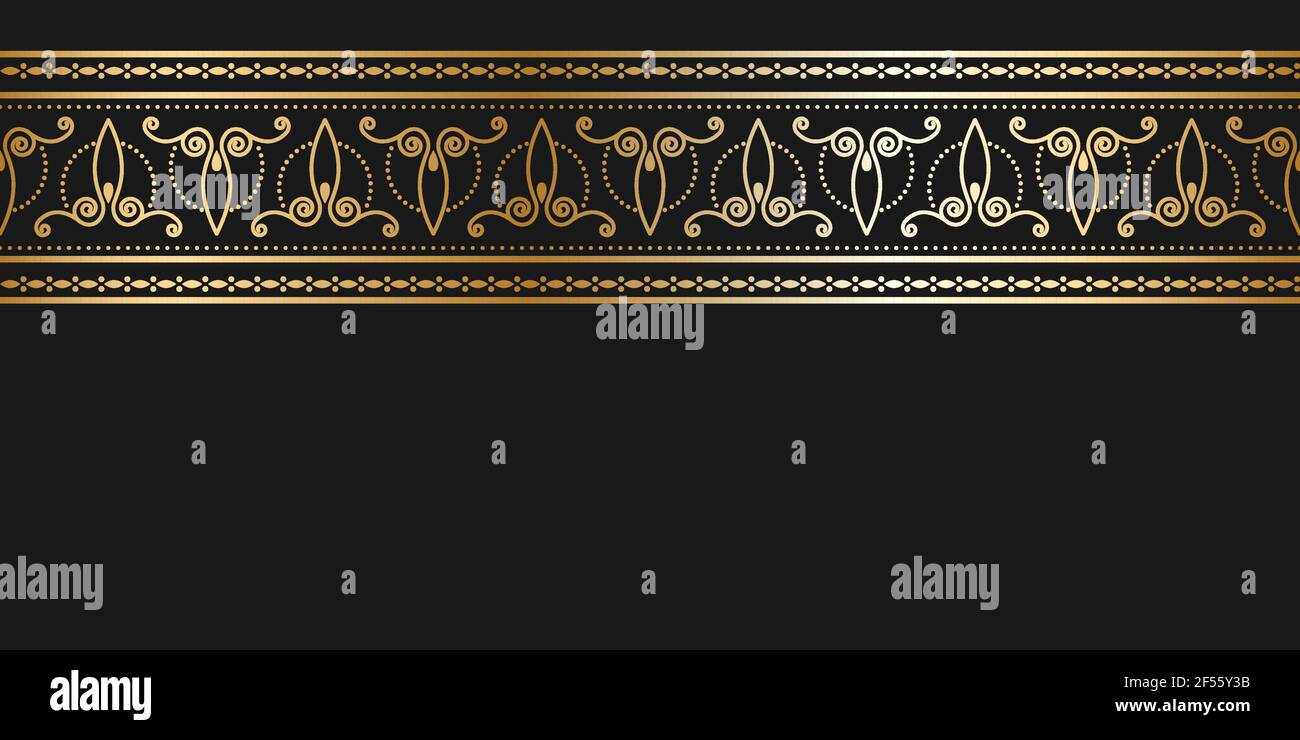 Beautiful square golden frame, seamless pattern. Festive design. Vintage gold border. Vector ...