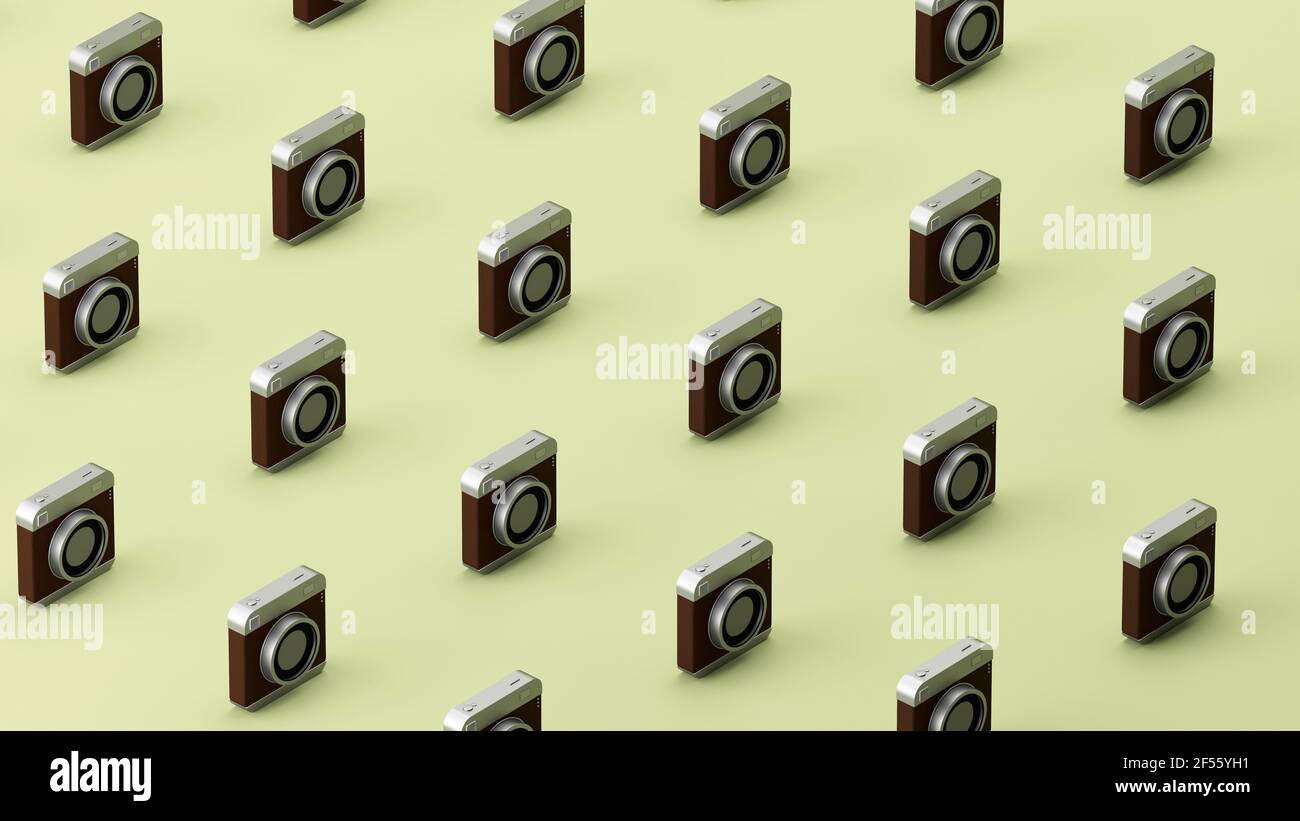 Three dimensional render of picture of old-fashioned camera floating ...