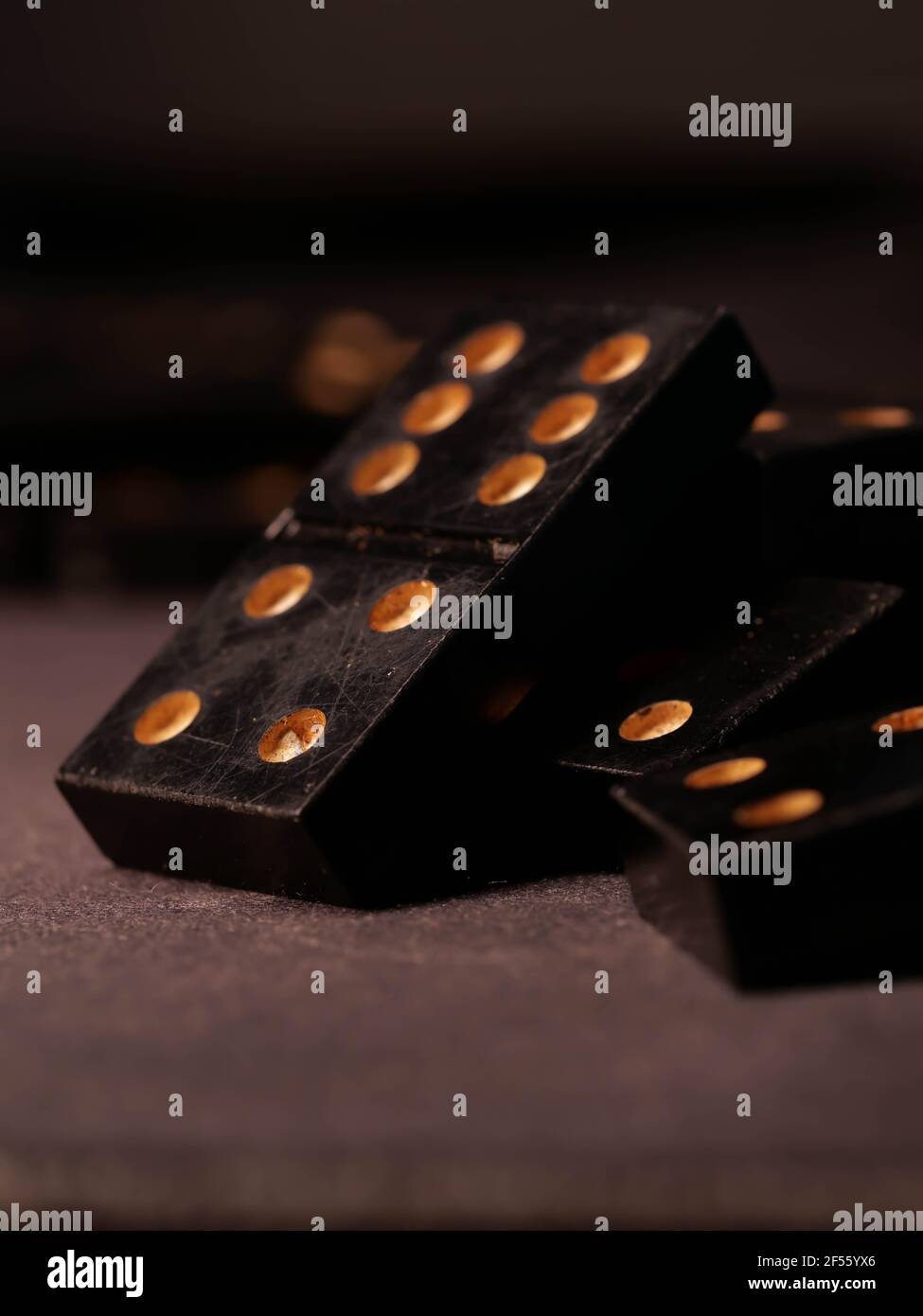 Domino formed in different ways, black, on white background. Each piece ...