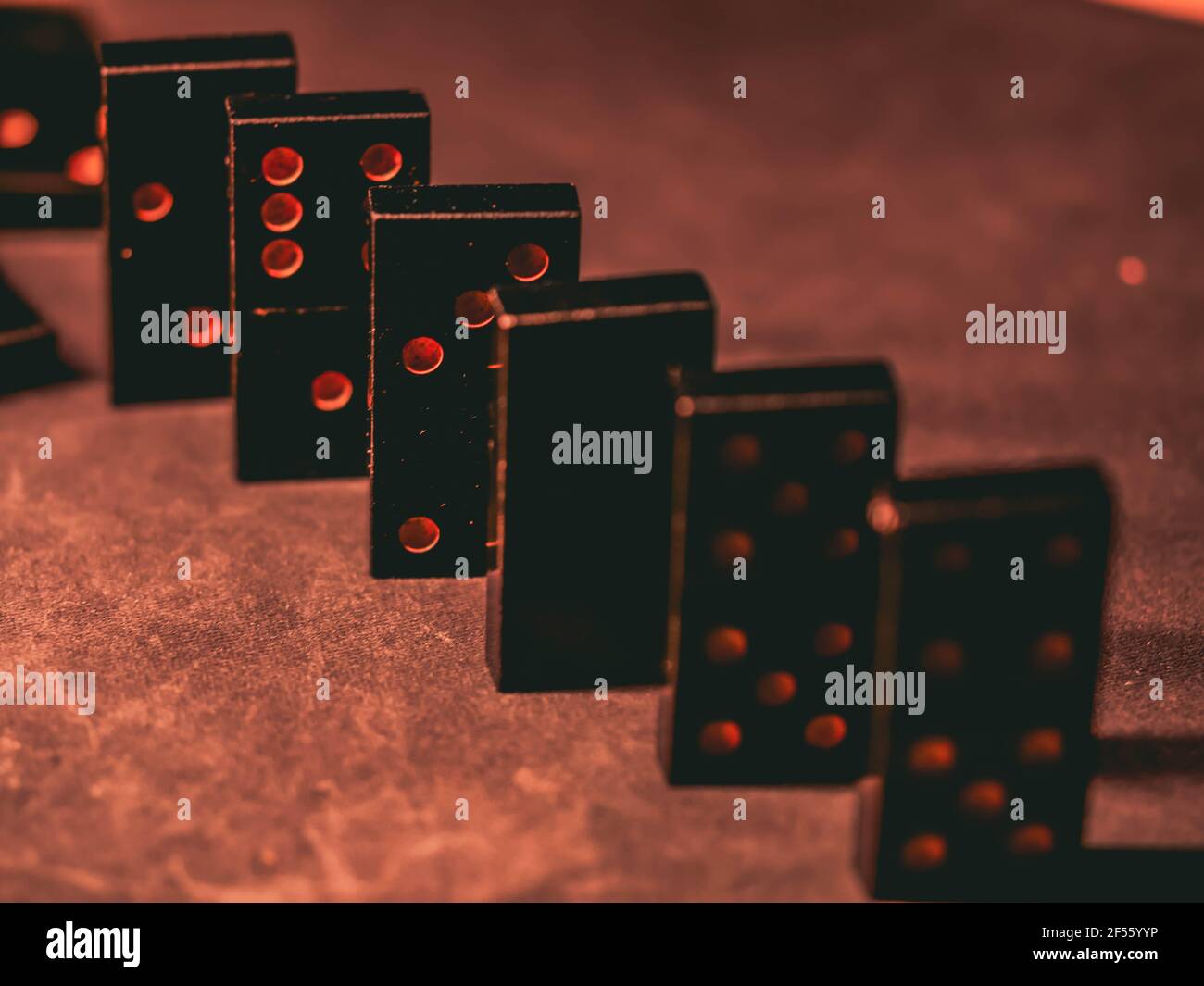 Domino formed in different ways, black, on white background. Each piece ...