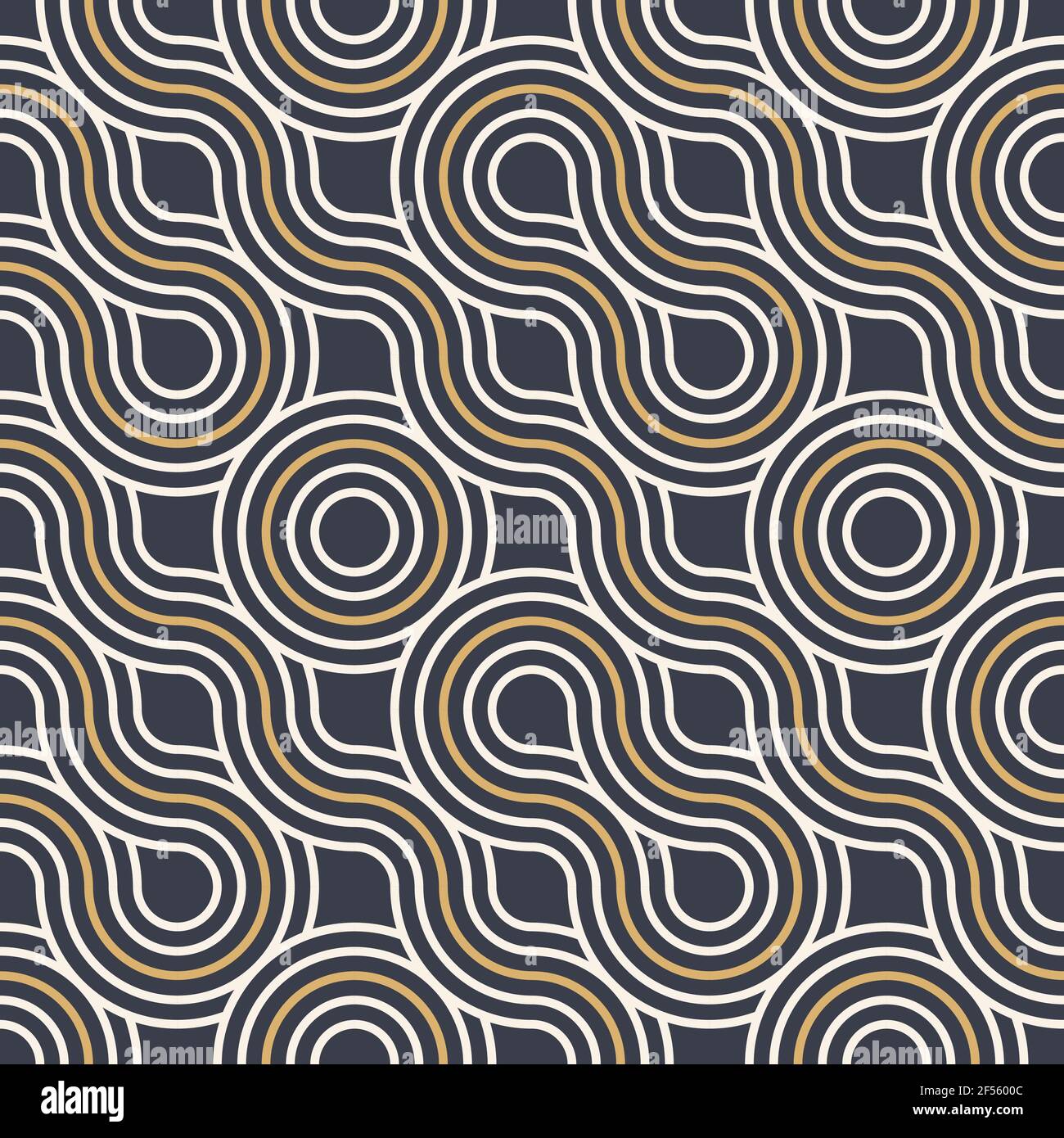 Abstract seamless. Seamless braided linear pattern, wavy lines, circles. Endless striped texture ...