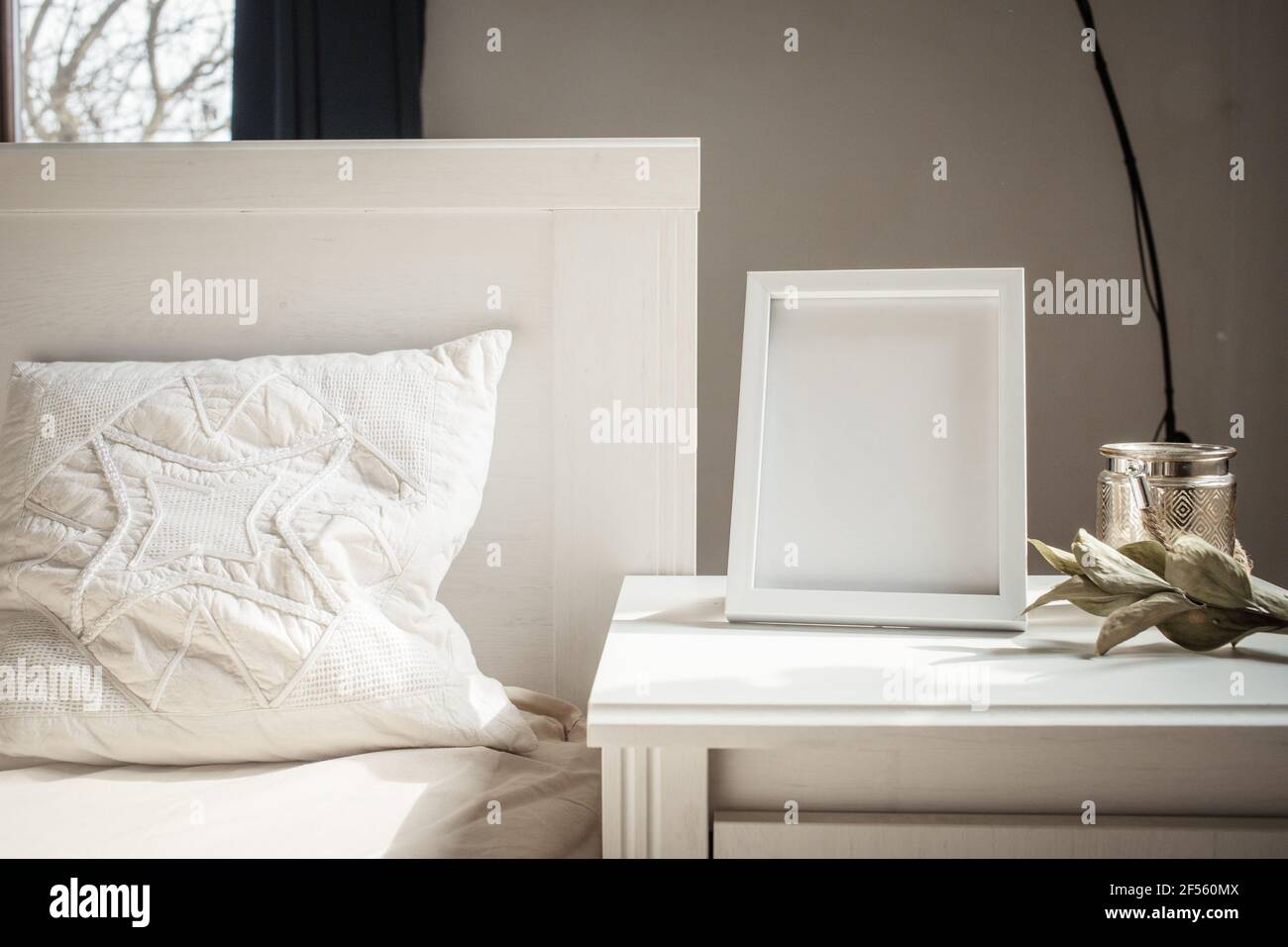 white portrait frame mockups, Scandinavian interior neutral color ...