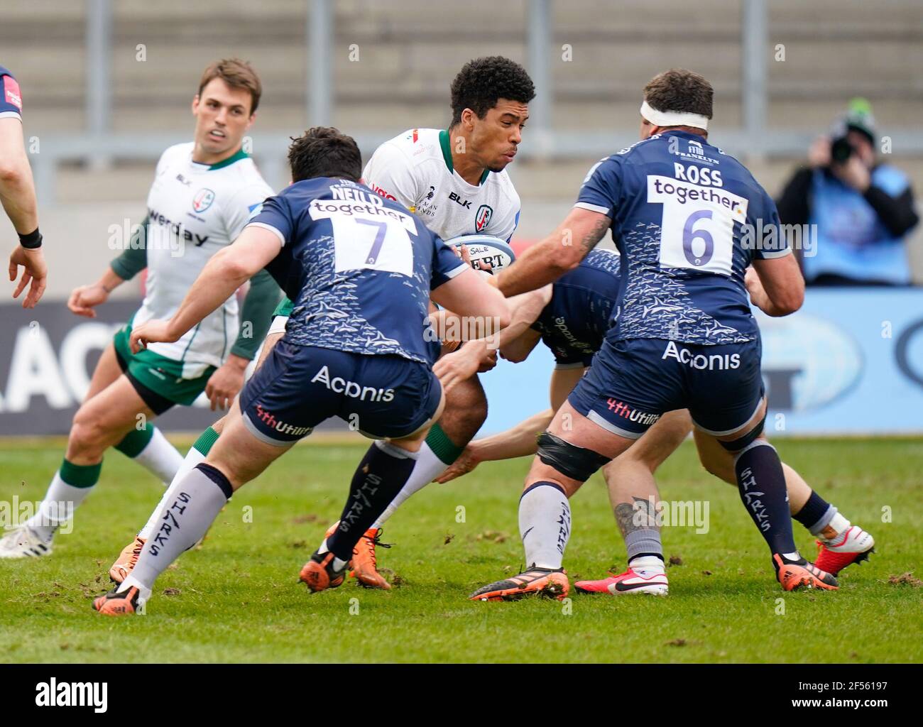 Sale Sharks flanker Cameron Neild and Sale Sharks flanker Jono Ross ...