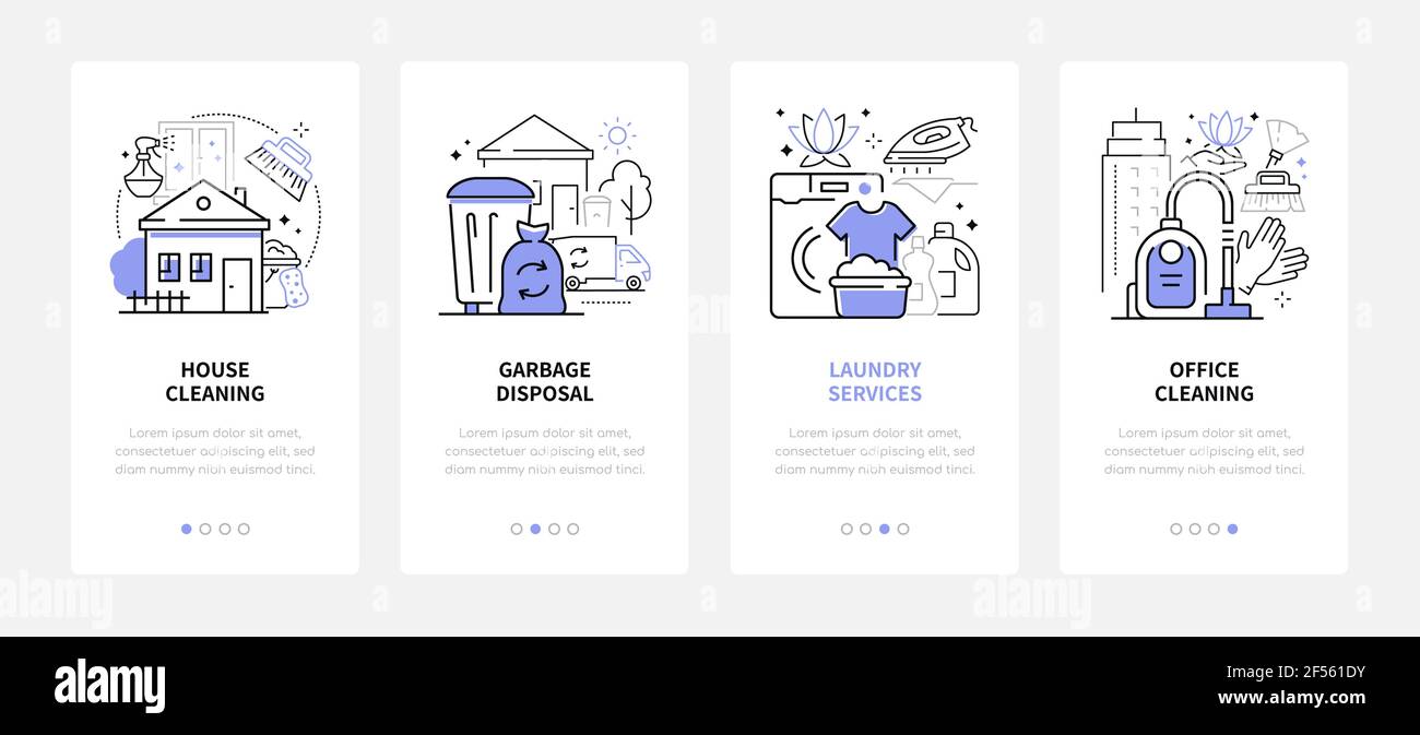 Cleaning services - modern line design style web banners with copy ...