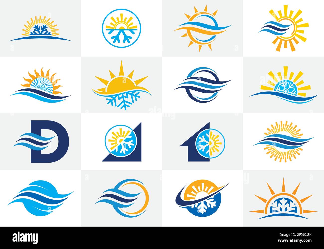 Vector logo sign symbol icon set for air conditioning business, Heating ...
