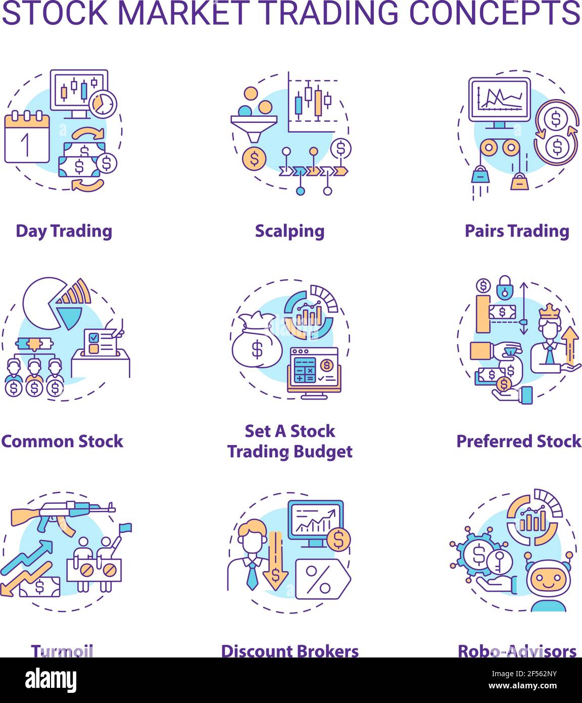 Stock market trading concept icons set Stock Vector Image & Art - Alamy