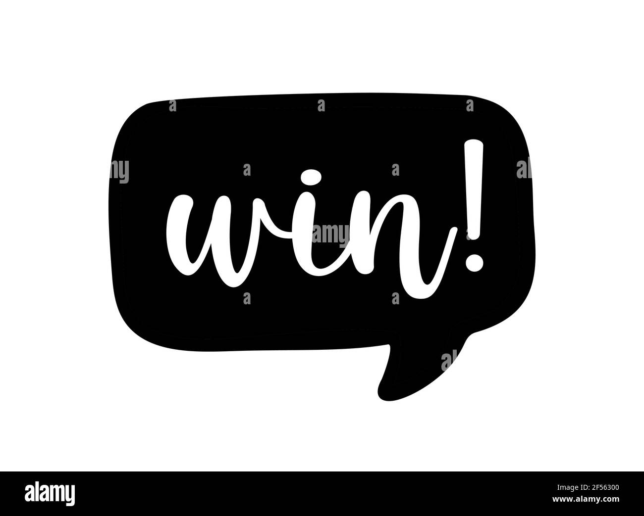 Hand sketched WIN word as ad, web banner. Lettering for header ...