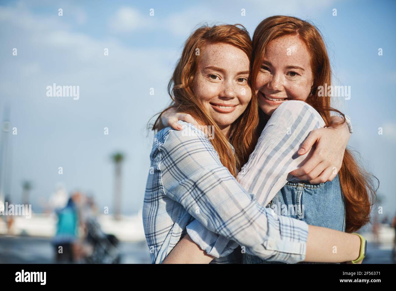 Sisters finally met after long years of seperation. Cute shot of two ...